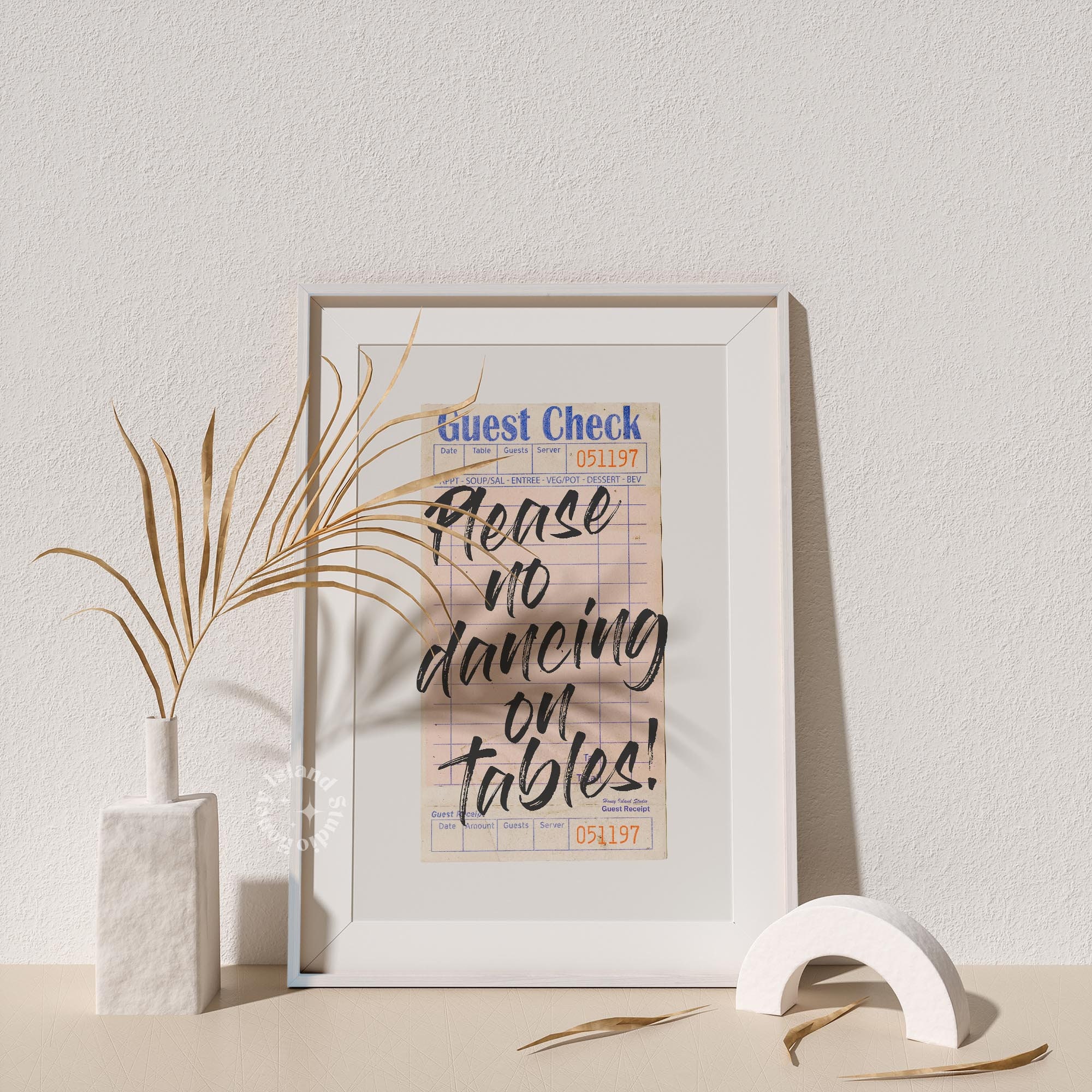 Retro Guest Check Print: Please No Dancing on Tables - Bar Cart Decor ...