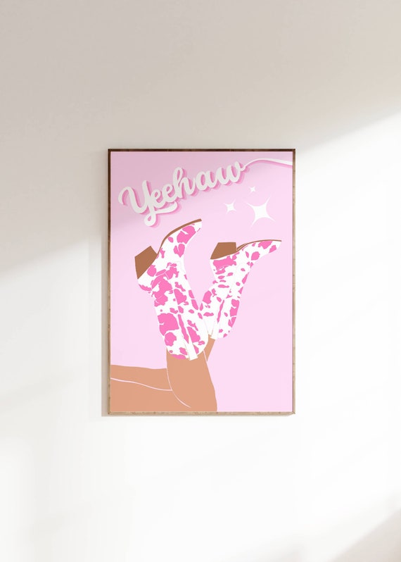 Rodeo Poster Pink Cowboy Boots Print Western Illustrated Art - Etsy