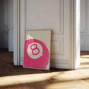 8 Ball Print Pink, 8 Ball Chance Funky Billiards Groovy Posters, Dorm ...
