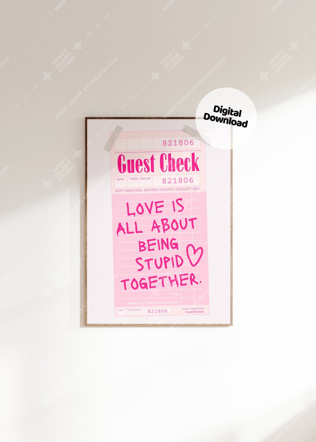 Guest Check Print, Trendy Girly Prints, Digital Download Print, Girly ...