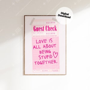 Guest Check Print, Trendy Girly Prints, Digital Download Print, Girly ...