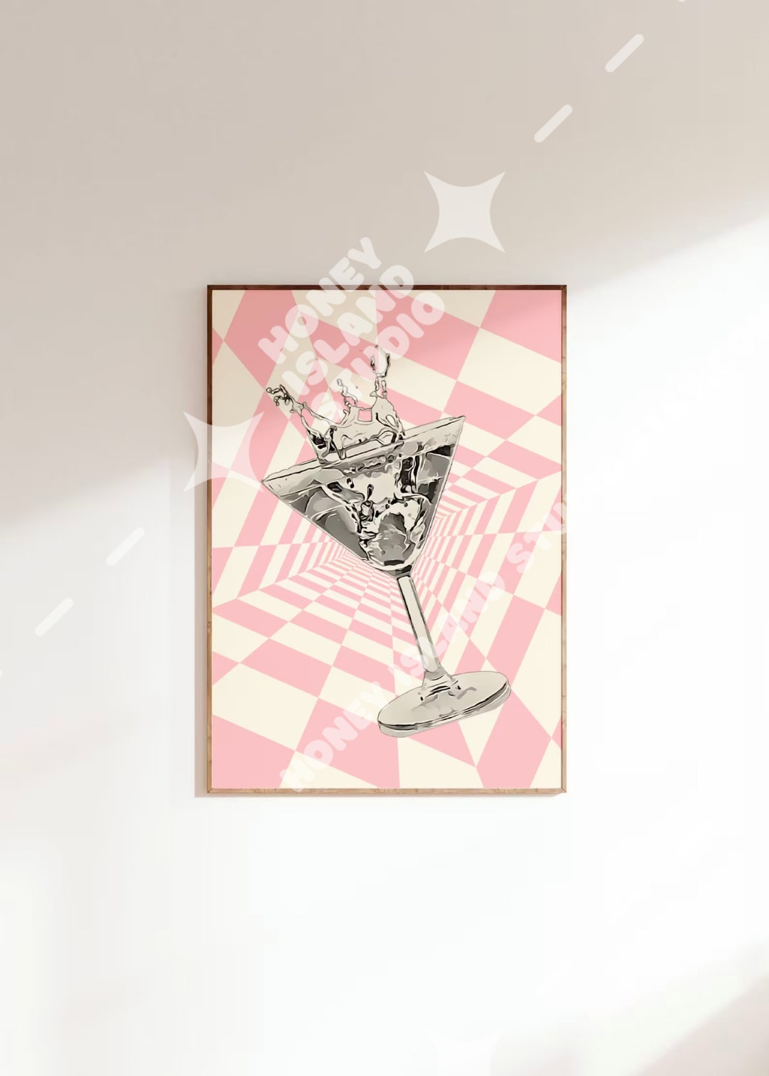 Pink Funky Martini Cocktail Print Pink Cocktail Poster Bar - Etsy