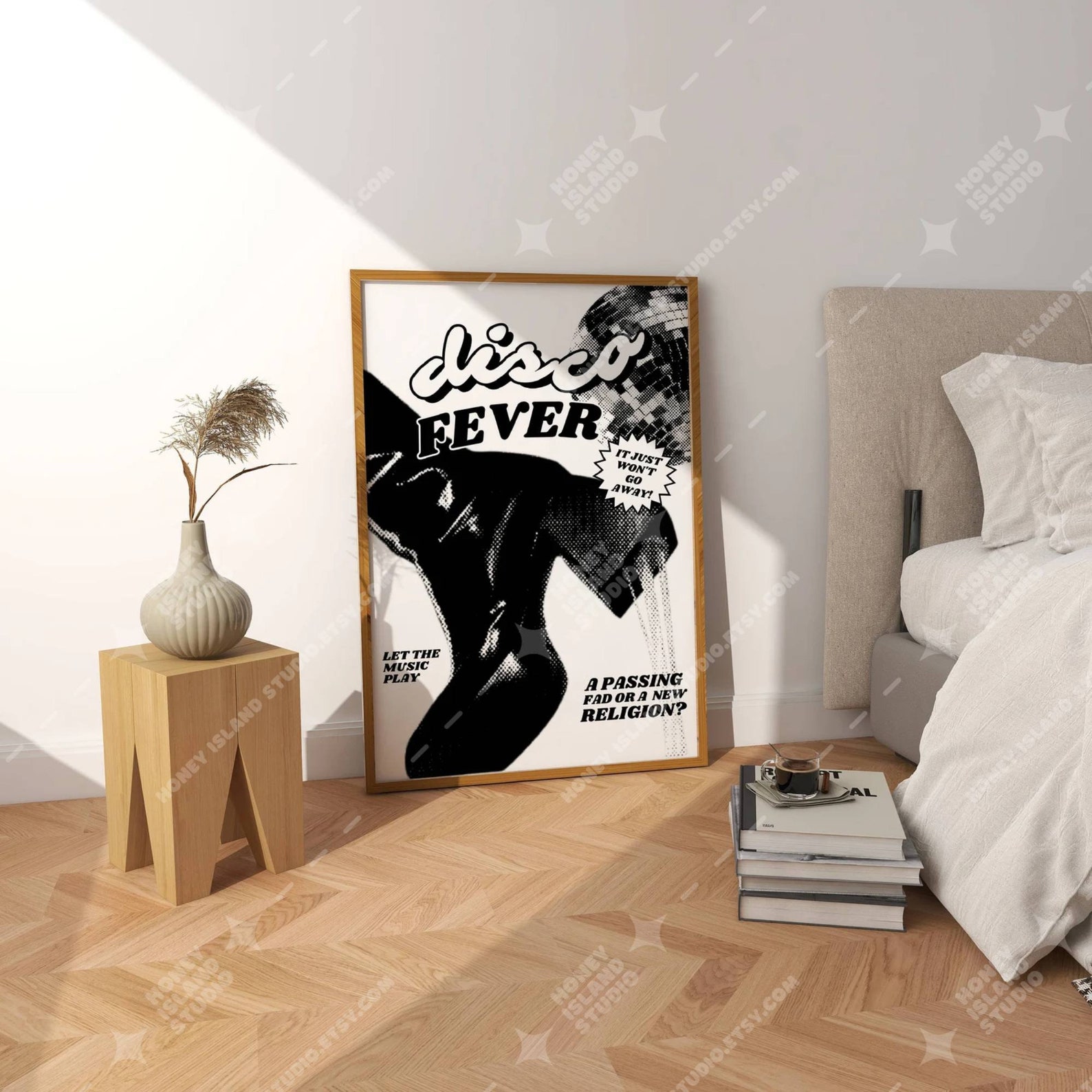 Trendy Wall Art, Disco Print, Retro Newspapers Art, Disco Ball, Digital ...