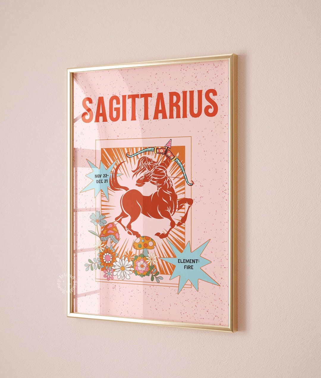 Sagittarius Print Poster, Sagittarius Zodiac Sign, Retro Wall Decor ...