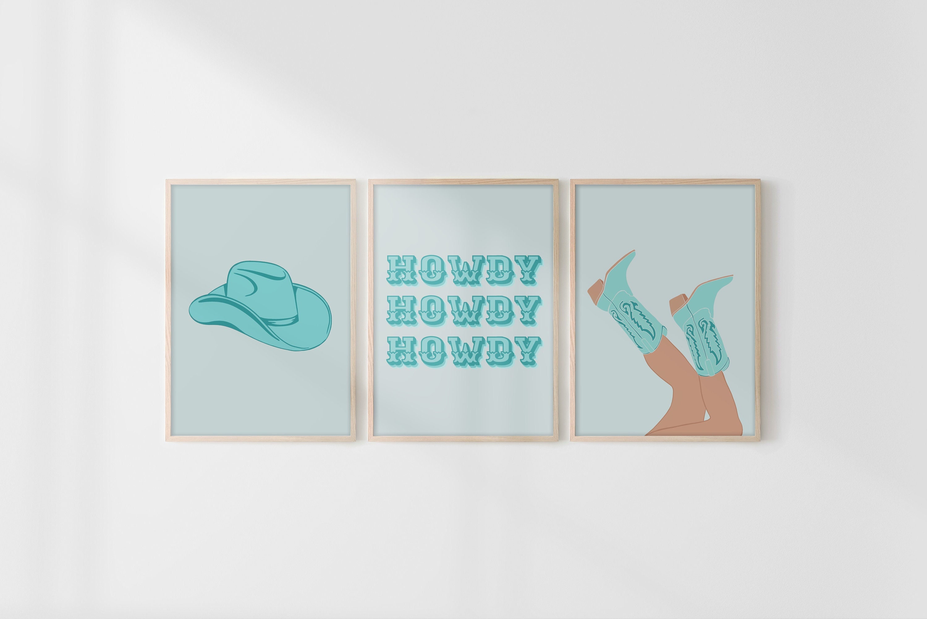 Set of 3 Cowgirl Printable Wall Art Turquoise Western Wall - Etsy