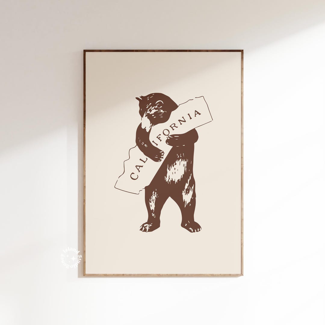 California Bear Hug Print, Retro California Bear Hug, California Bear ...