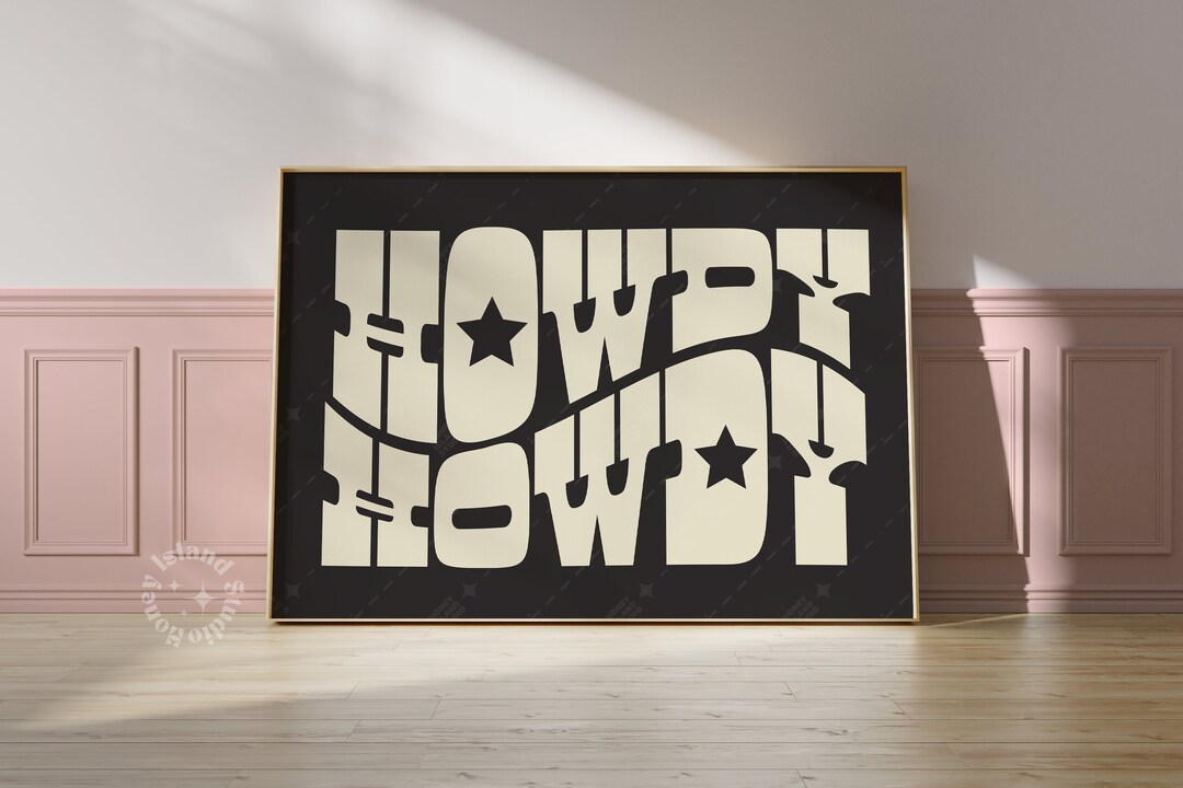 Howdy Howdy Typography Western Print Horizontal Landscape Art Print ...