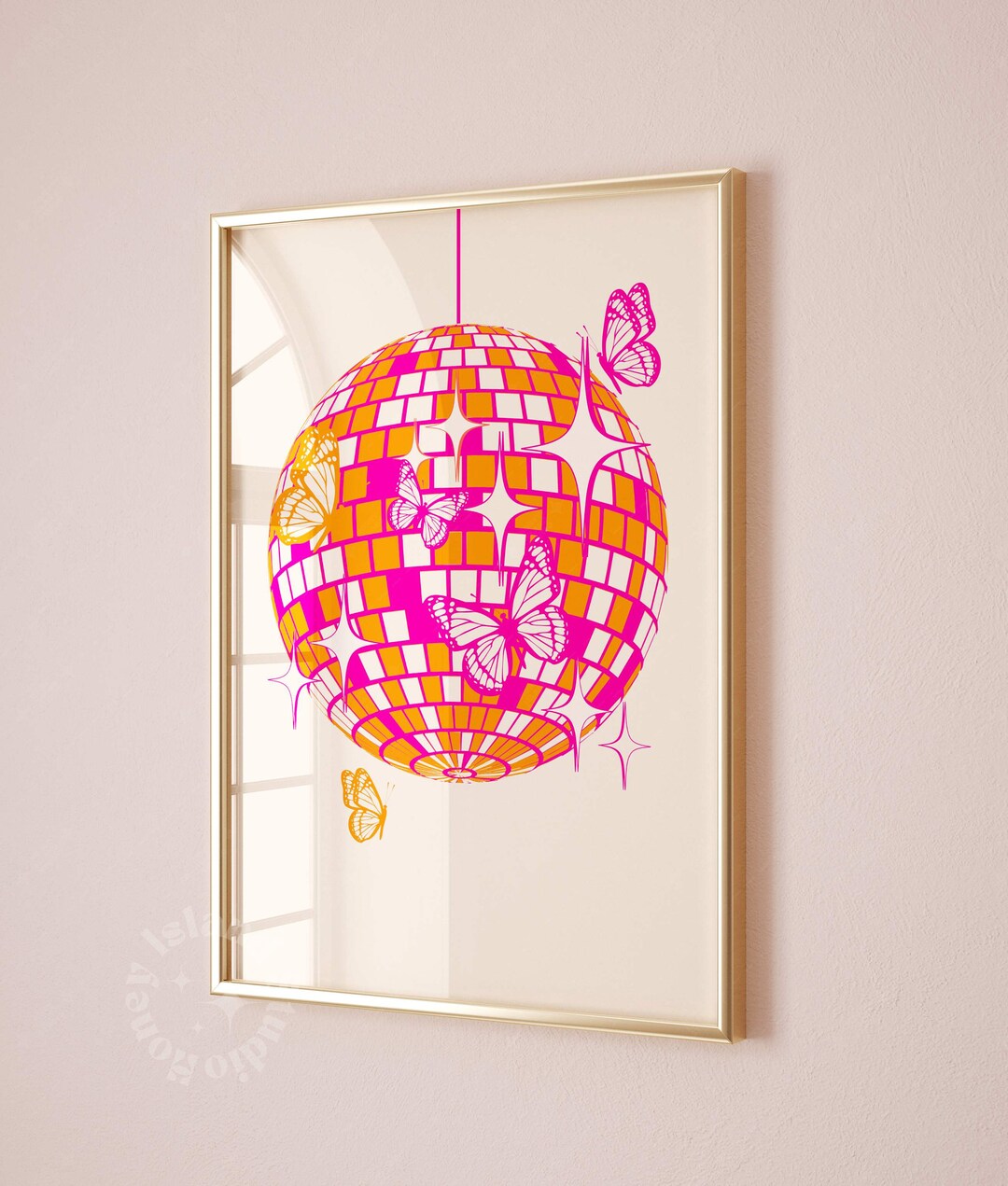 Preppy Disco Ball Print, Retro Wall Decor, Trendy Maximalist Poster ...