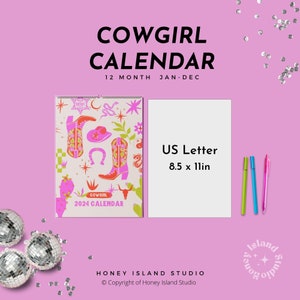 2024 Calendar Cowgirl Calendar Daily Planner, New Calendar, Year ...