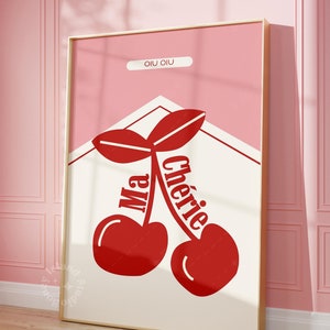 Cherry Poster Ma Cherie Print Trendy Prints Retro Wall Art Funky Wall ...