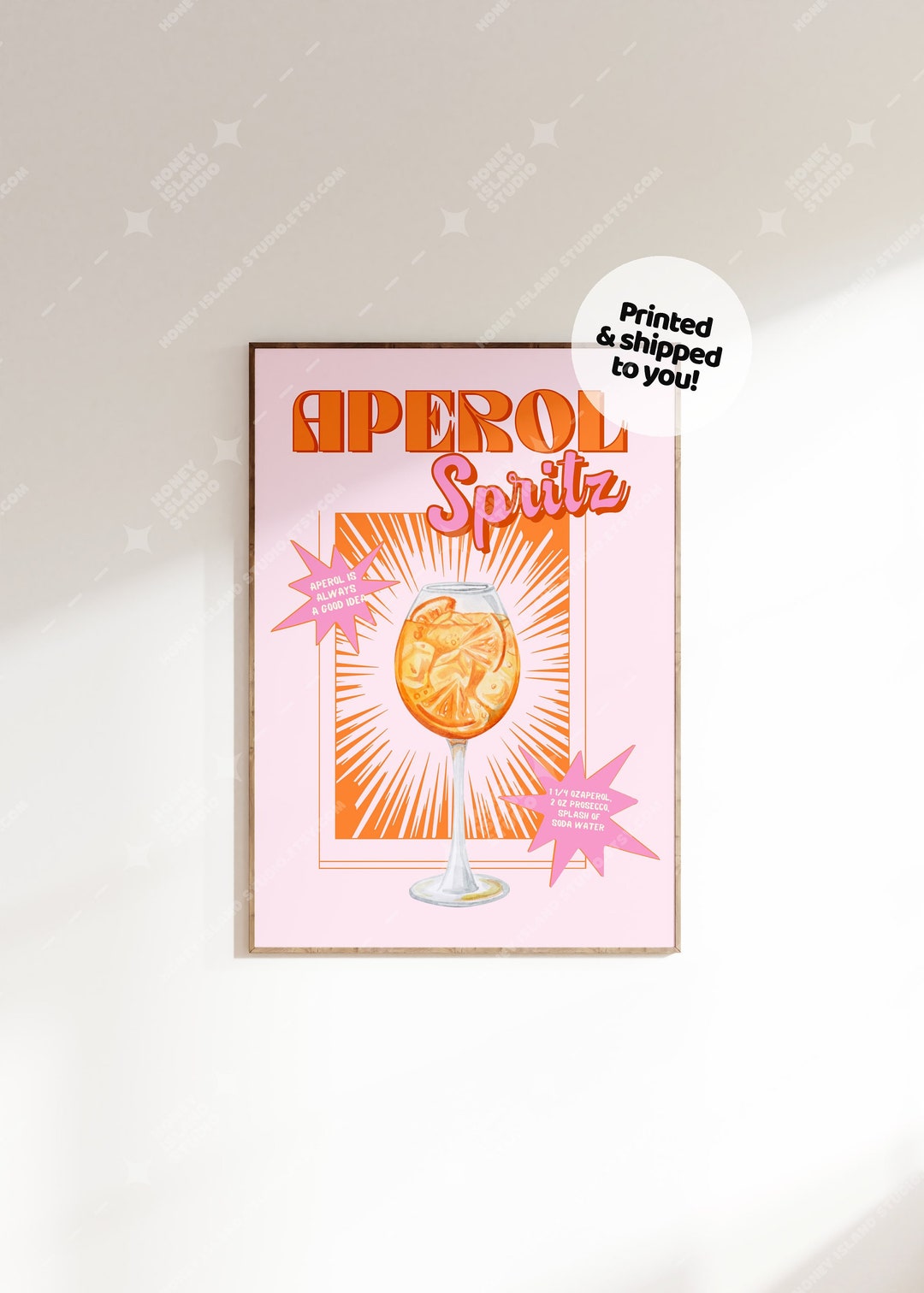 Aperol Spritz Print Retro Aperol Sprint Poster, Retro Cocktail Drink ...