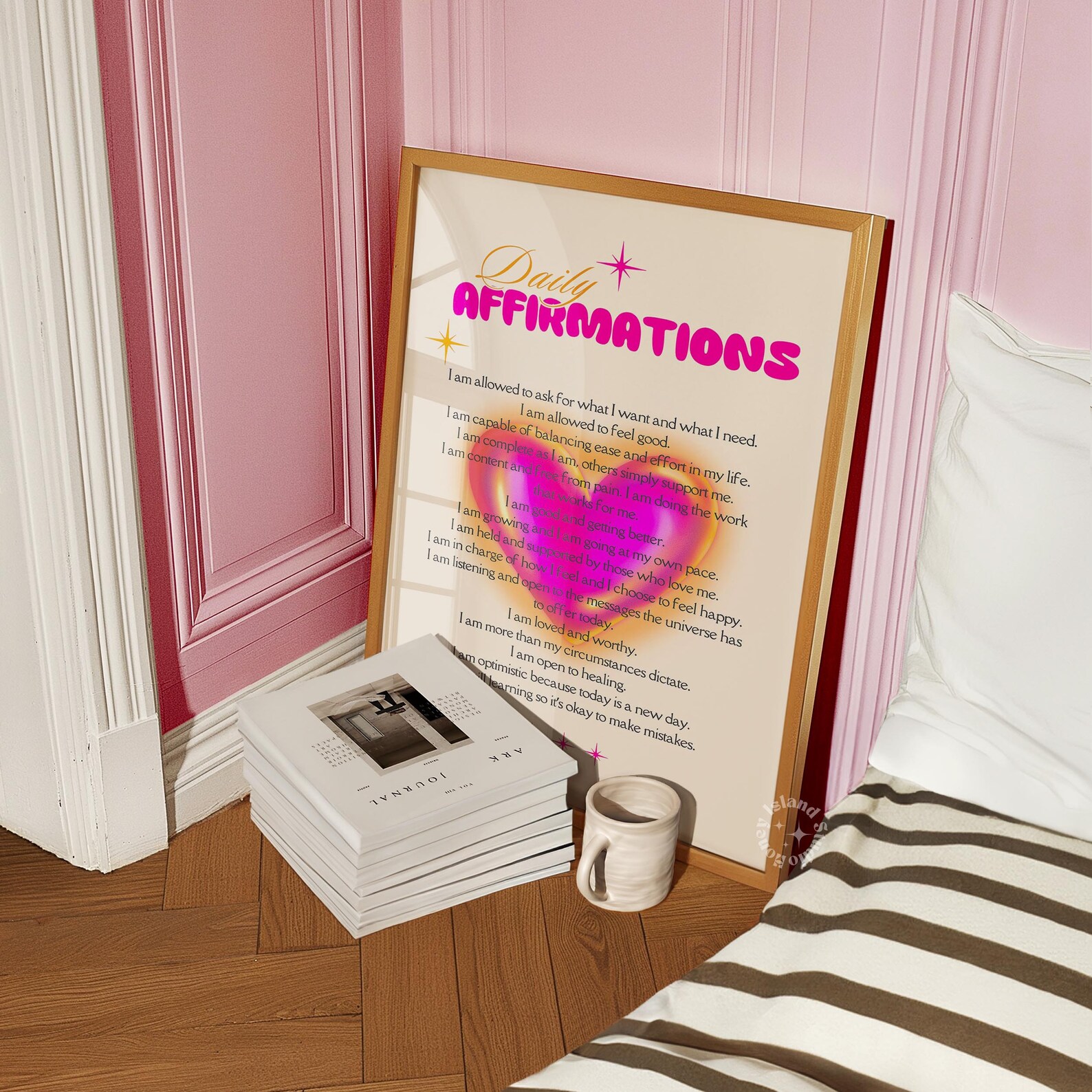 Daily Affirmations Preppy Print: Pink & Orange Dorm Decor (UNFRAMED) - Etsy