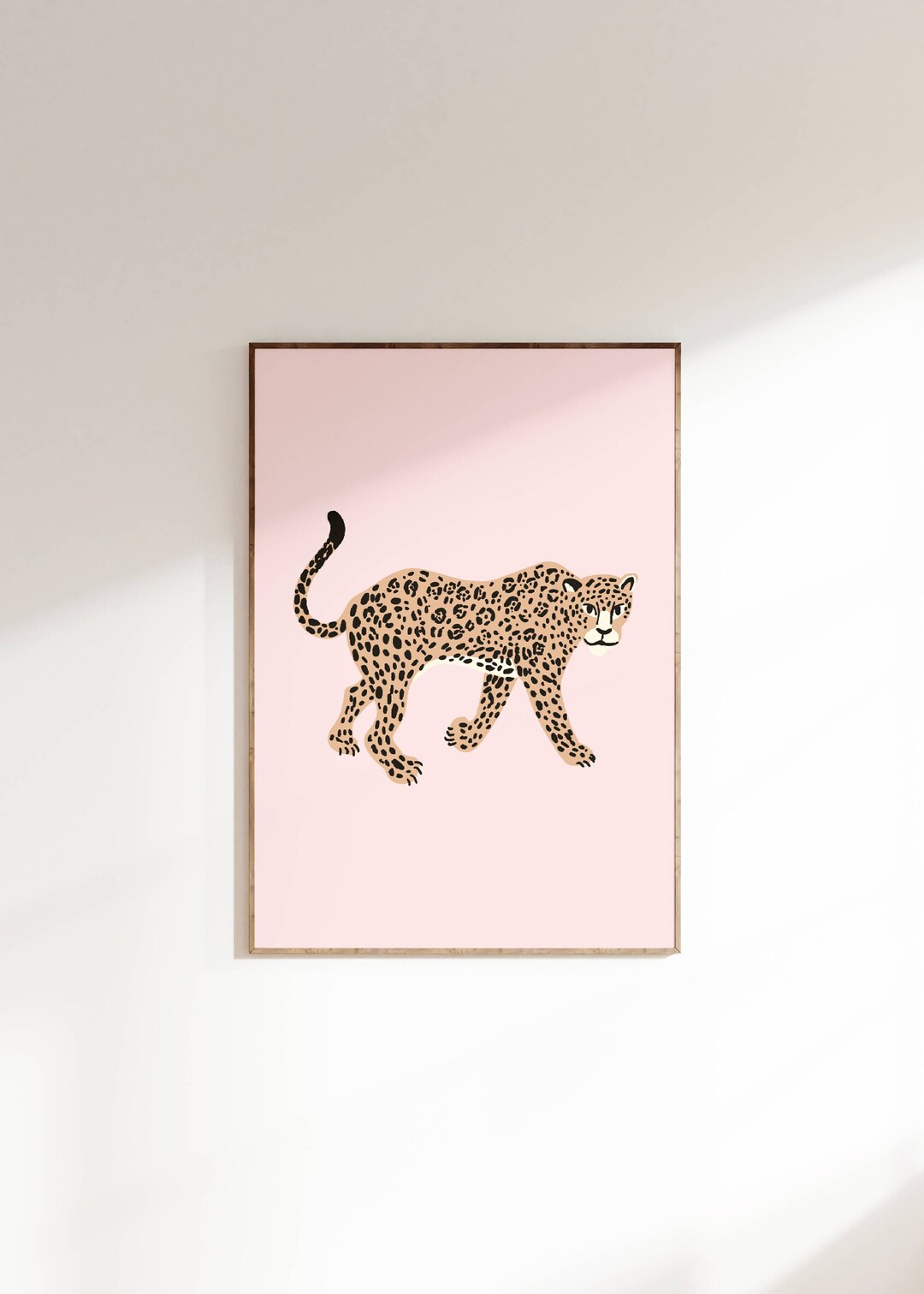 Jaguar Wall Art Print, Boho Leopard Printable Art, Pink Jaguar Boho ...