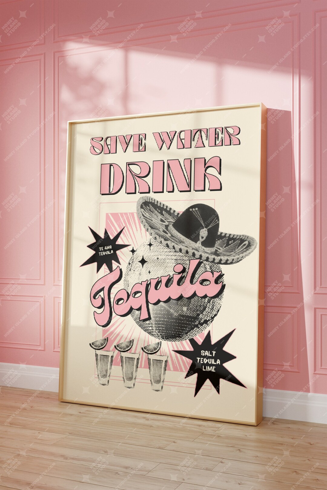 Save Water Drink Tequila Poster, Trendy Retro Poster, Trendy Tequila ...