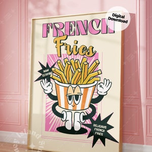 French Fries Print, Retro French Fries Poster, French Fries Kitchen ...