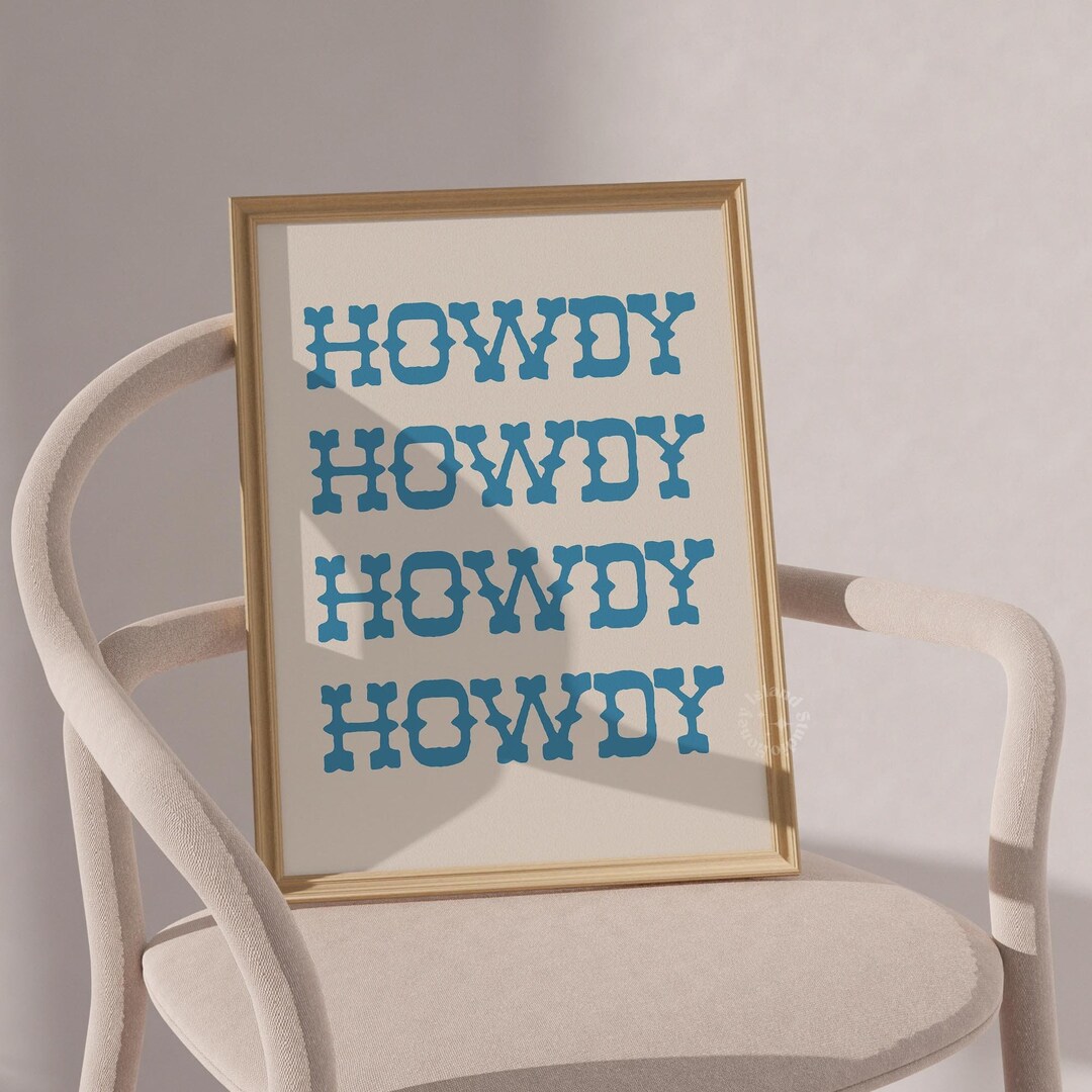 Blue Howdy Print: Coastal Cowgirl Western Wall Art (UNFRAMED) - Etsy