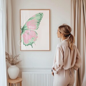 Split Butterfly Wing Wall Art: Pink, Green, Mint Dorm Decor - RIGHT ...