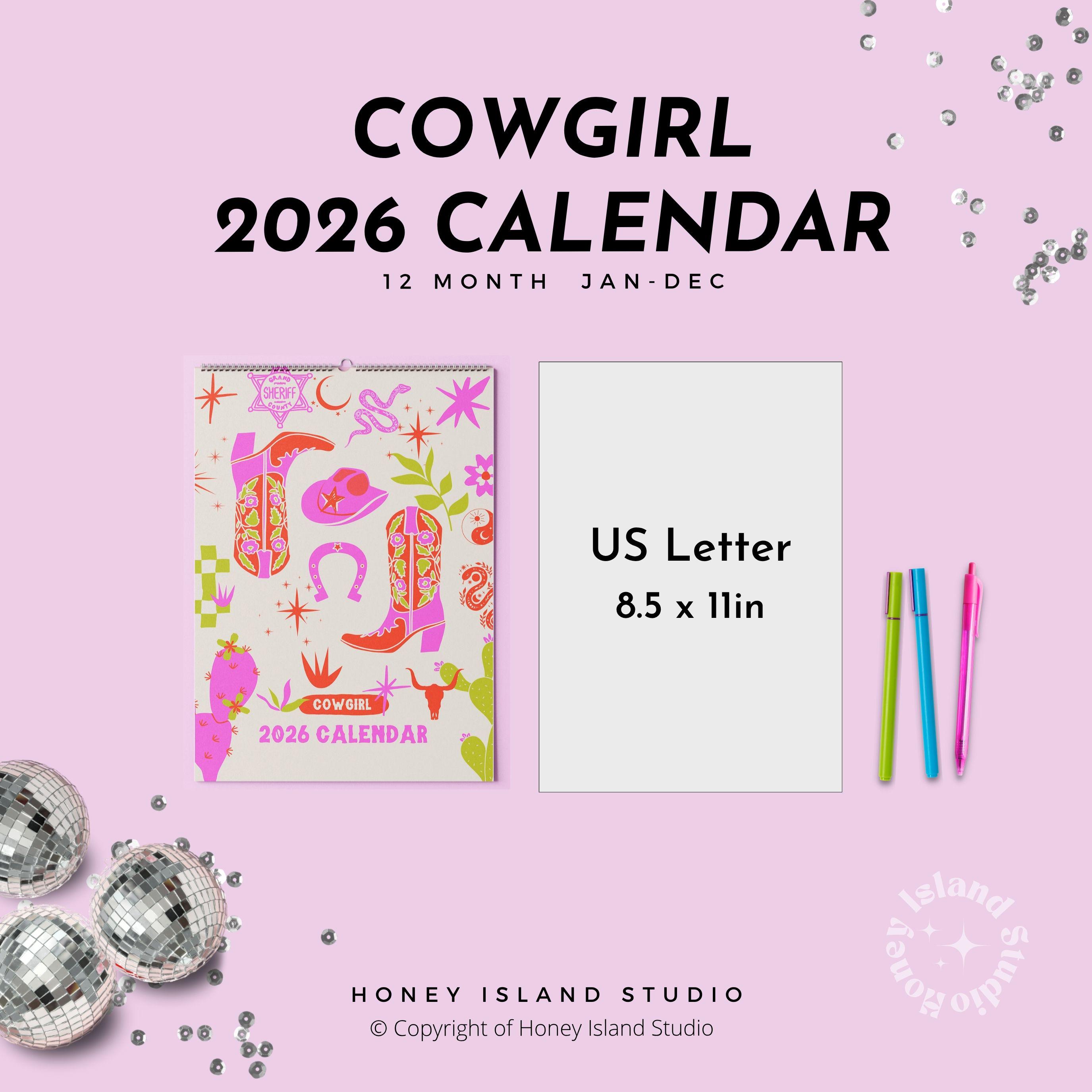 2026 Cowgirl Calendar, Preppy Dorm Decor (11x8.5) - Etsy