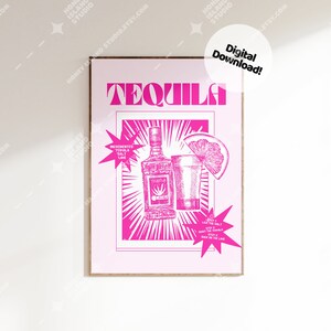 Pink Tequila Poster Retro Vintage Pink Tequila Art Print Bar - Etsy