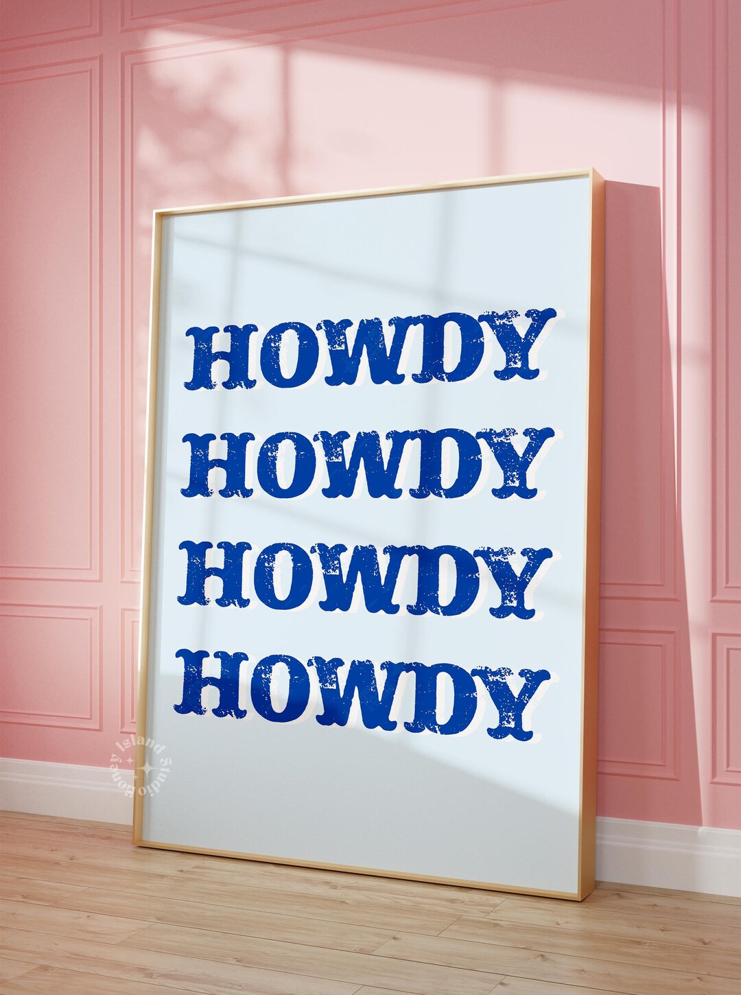Howdy blue wall art, Preppy Western blue Wall Art, Cowgirl blue Print ...