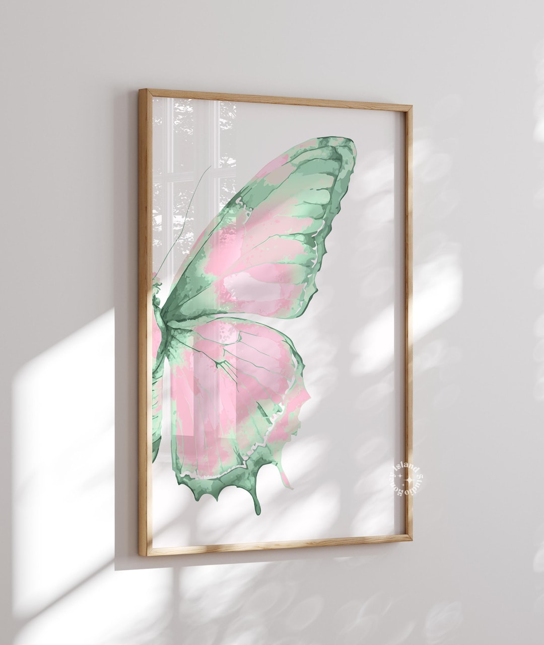 Split Butterfly Wing Wall Art: Pink, Green, Mint Dorm Decor - RIGHT ...
