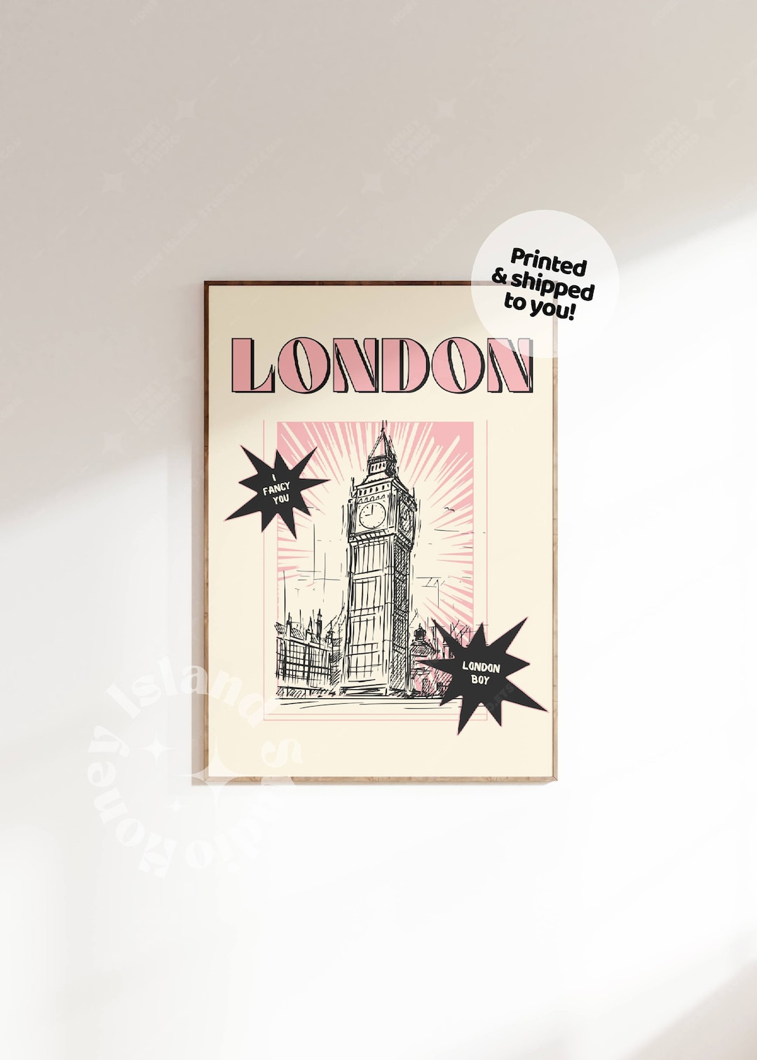 London Boy Poster, Funky Girly Print, Bar Cart Wall Art, Retro Wall Art ...