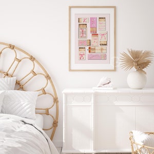 Pink Bow Print Retro Matchbox Coquette Poster Pink Bow Coquette Poster ...