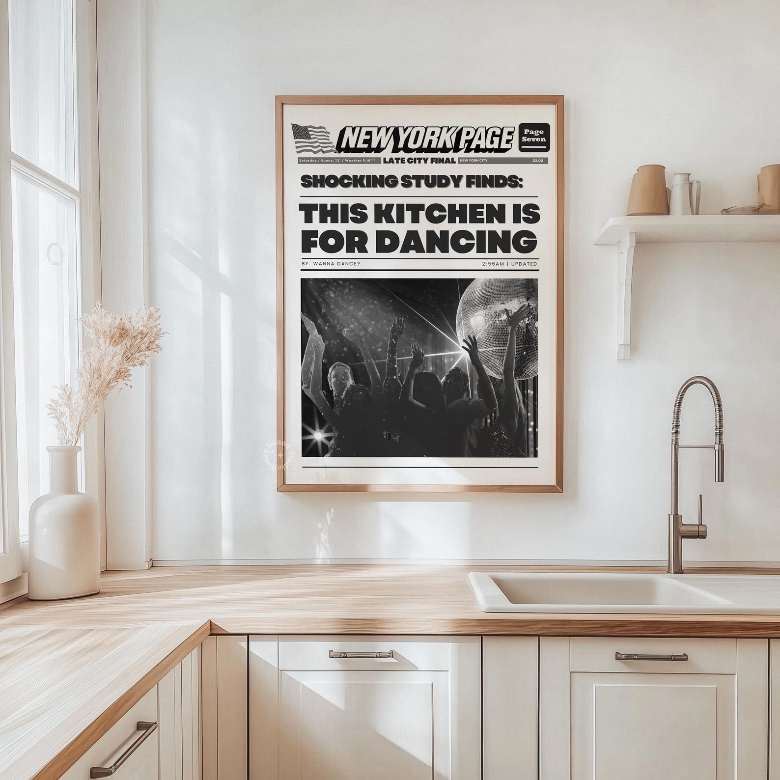 This Kitchen is for Dancing Print, Retro Newspaper Art (digital) - Etsy
