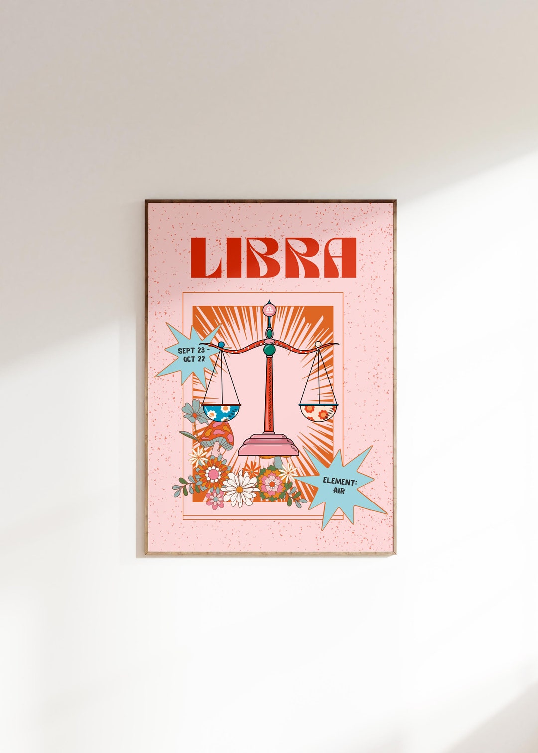 Libra Poster, Zodiac Libra Print, Retro Wall Decor, Digital Download ...