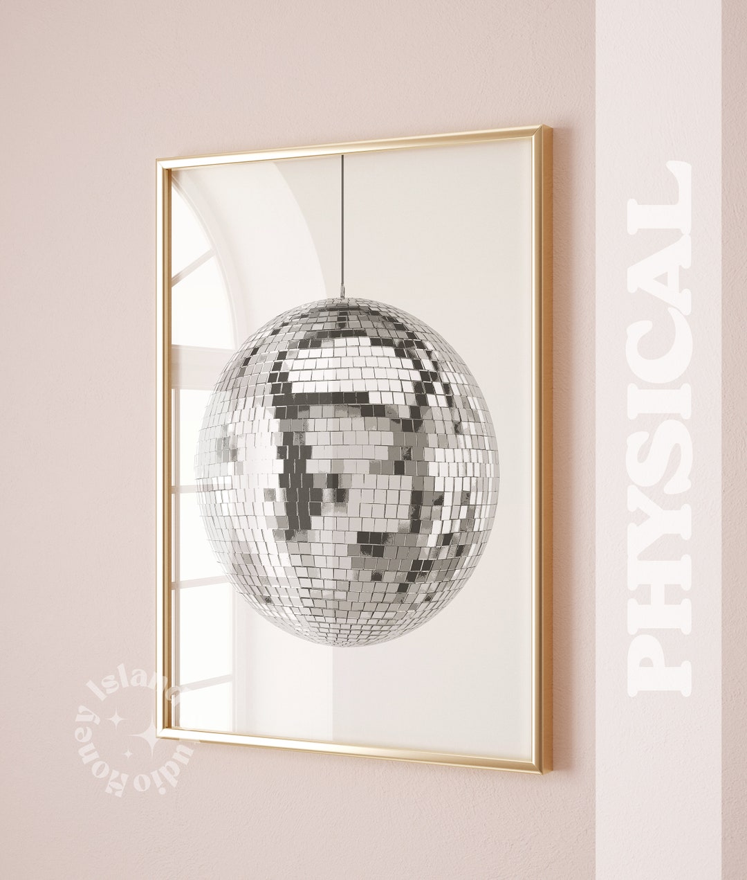 Disco Ball Poster Retro Wall Art Mirrorball Print, Aesthetic Trendy ...