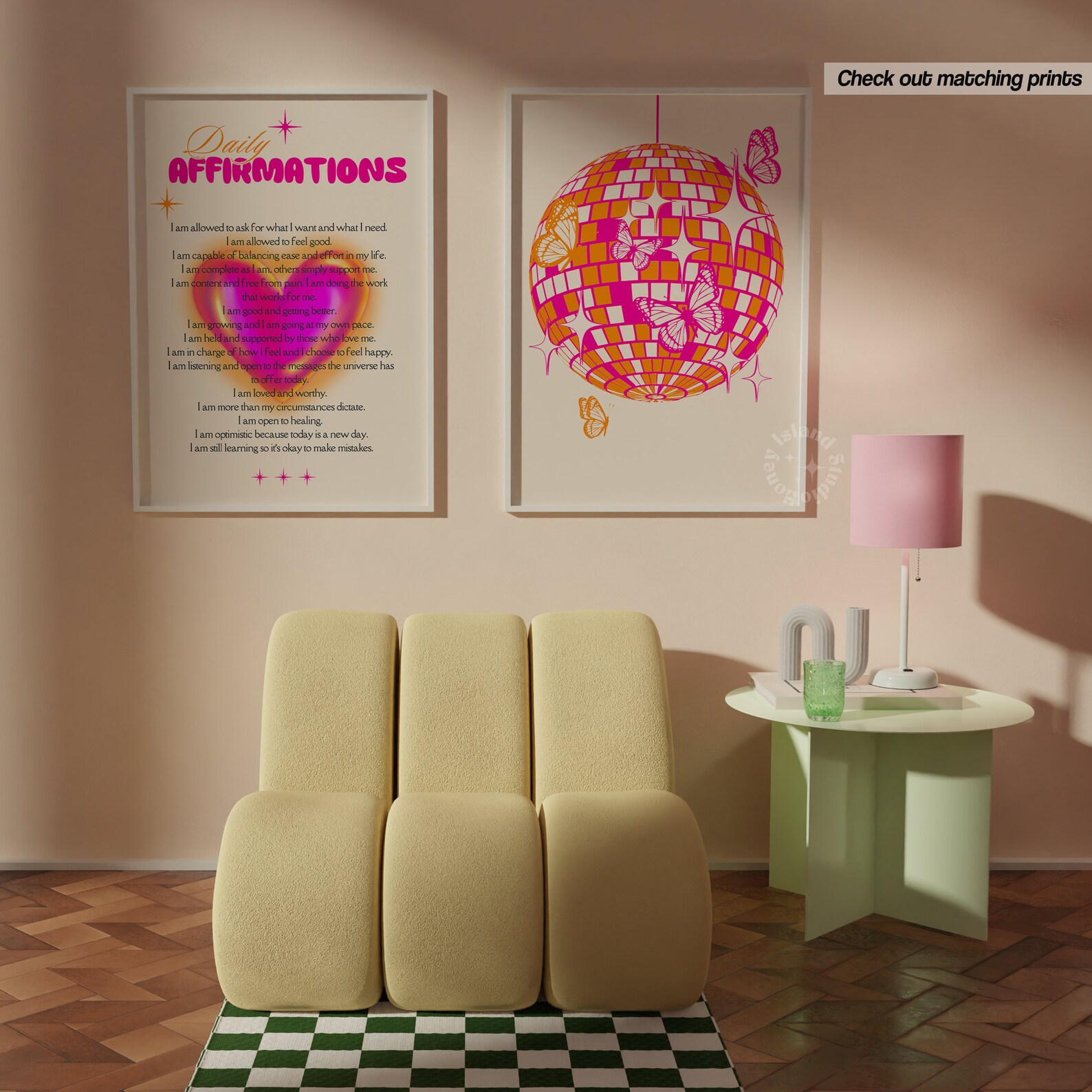 Daily Affirmations Preppy Print: Pink & Orange Dorm Decor (UNFRAMED) - Etsy