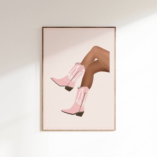 Set of 6 Pink Cowgirl Western Printable Wall Art Preppy - Etsy