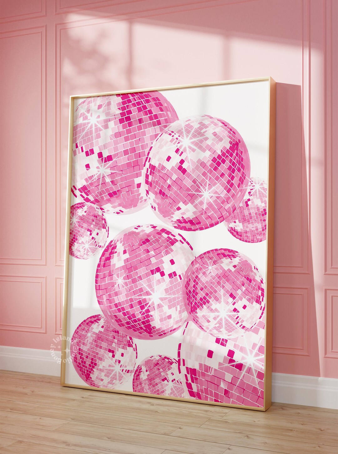 Pink Disco Ball Print: Trendy Dorm Wall Art (UNFRAMED) - Etsy