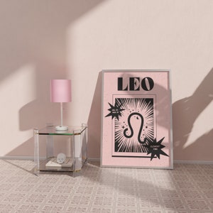 Leo Poster, Leo Retro Zodiac Wall Print, Retro Wall Decor, Digital ...