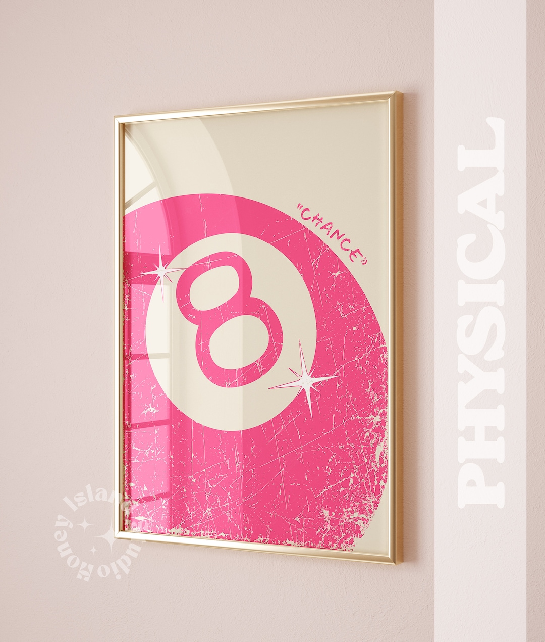 8 Ball Pink Print Luck Chance Retro Art Print Bar Cart Decor, Retro ...