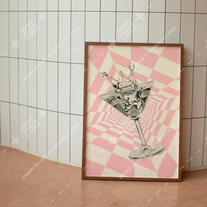Pink Funky Martini Cocktail Print Pink Cocktail Poster Bar - Etsy