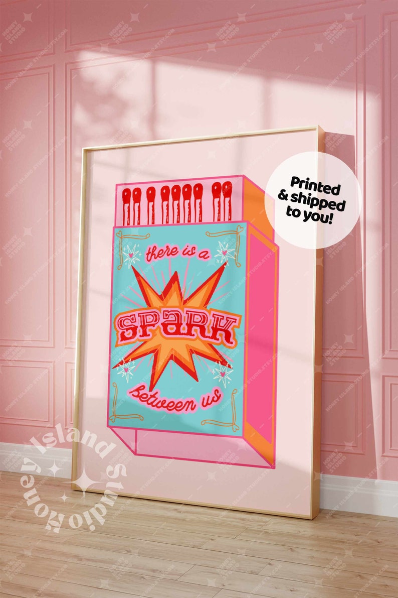 Perfect Match Print Print, There is a Spark Between Us, Retro Wall Art ...
