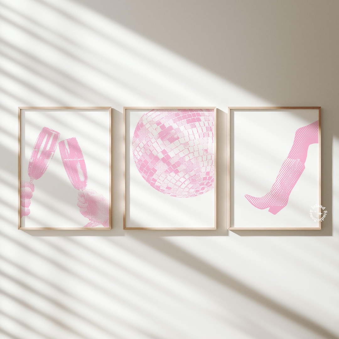 Funky Disco Print Set, Pink Cowgirl Decor (digital Download) - Etsy