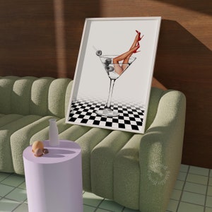 Retro Funky Martini Cocktail Print, Martini Stiletto Cocktail Poster ...