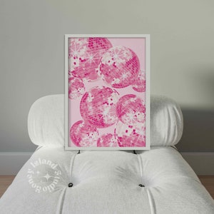 Disco Ball Wall Art, Pink Disco Ball Poster, Pink Wall Decor, Hot ...