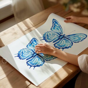 Blue Butterfly Print: Preppy Dorm Decor, Girly Wall Art (UNFRAMED) - Etsy