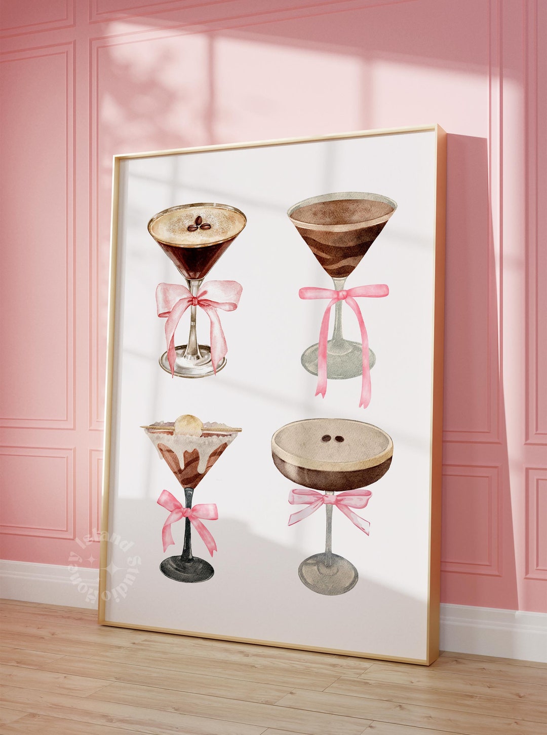 Espresso Martini Bow Print, Coquette Espresso Martini Cocktail Glasses ...