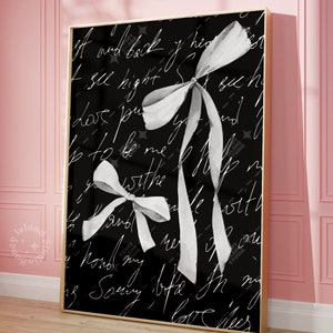 Black Bow Coquette Print, Hair Ribbon Wall Art, Coquette Decor Preppy ...