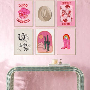 Set of 6 Disco Cowgirl Prints, Nashville Gallery Prints, Western Boots ...