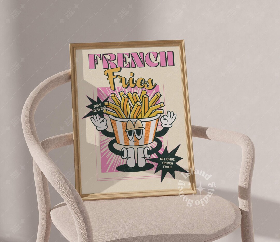 French Fries Print, Retro French Fries Poster, French Fries Kitchen ...