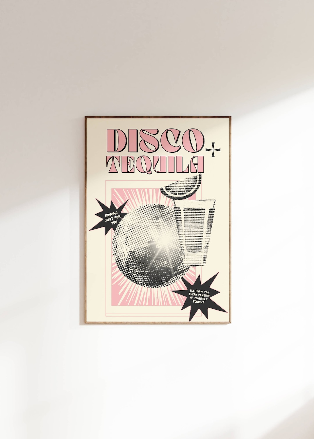 Pink Disco Tequila Poster Retro Vintage Disco and Tequila - Etsy