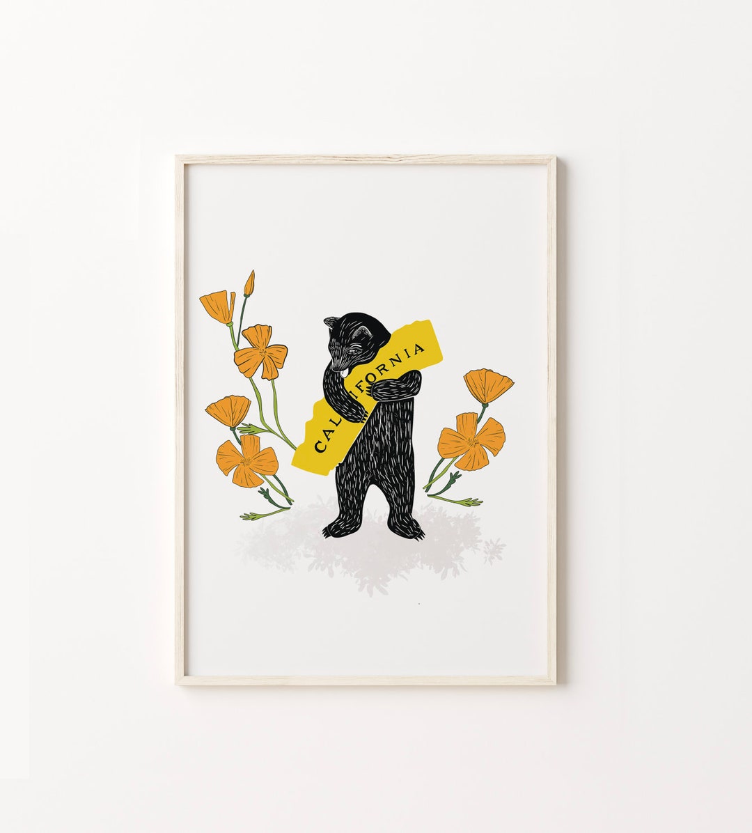 I Love California Bear Hug Print, California Poppy, California Bear ...
