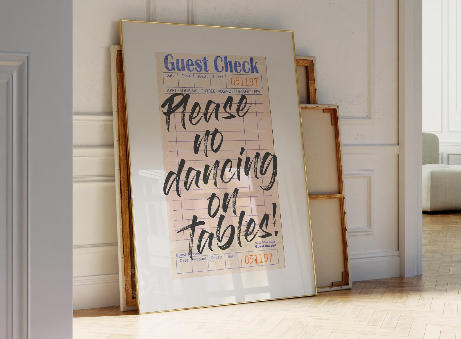 Retro Guest Check Print: Please No Dancing on Tables - Bar Cart Decor ...