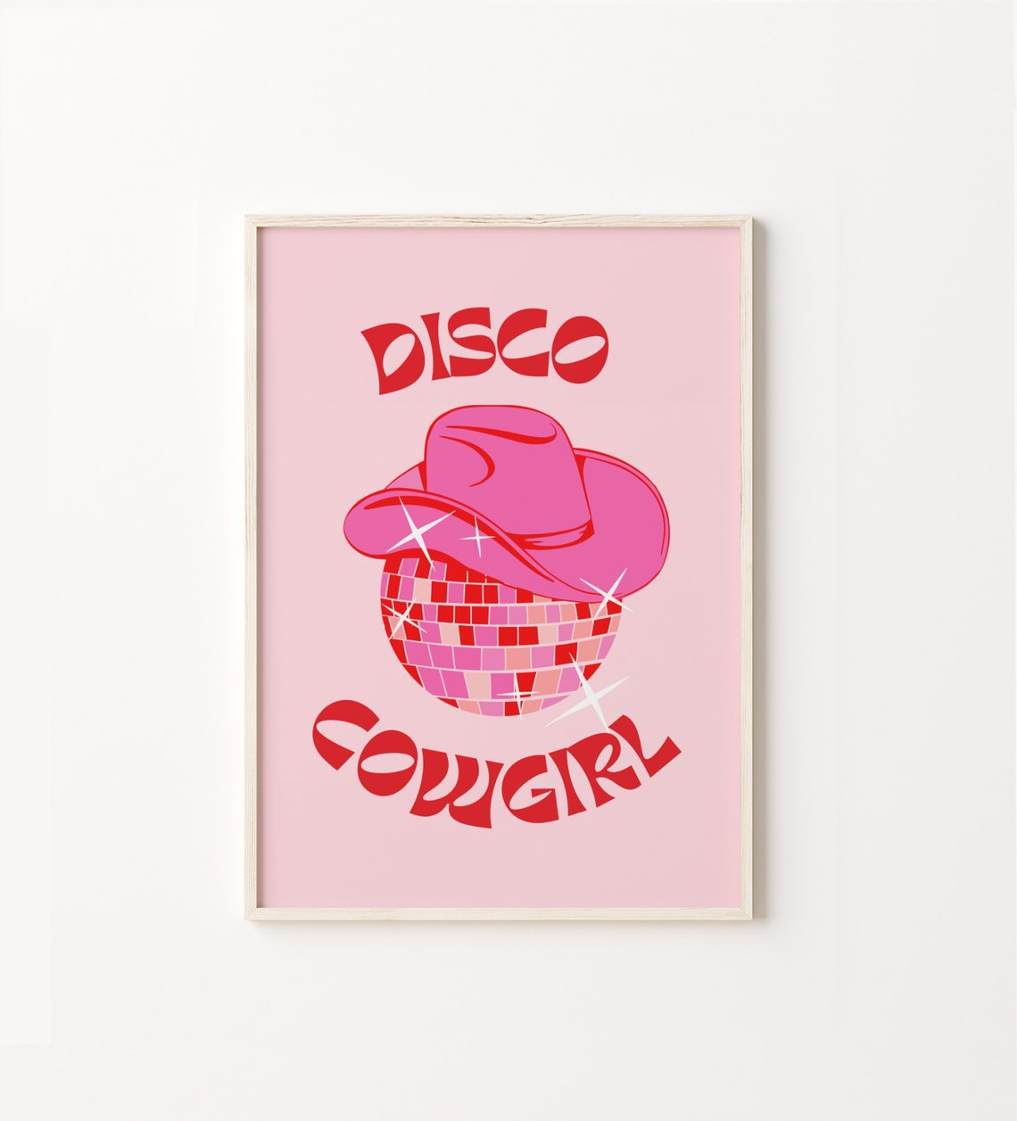 Disco Cowgirl Pink Disco Ball Retro Cowboy Hat Printable - Etsy
