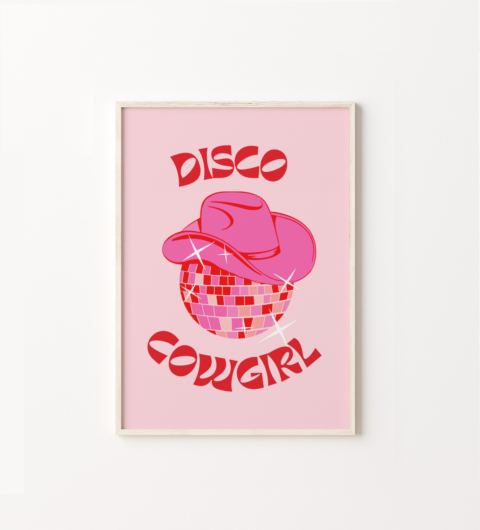Disco Cowgirl Pink Disco Ball Retro Cowboy Hat Printable - Etsy